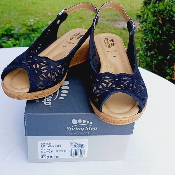 Spring Step | Shoes | Spring Step Olivia Black Nubuck Wedges 4 Us 9 ...